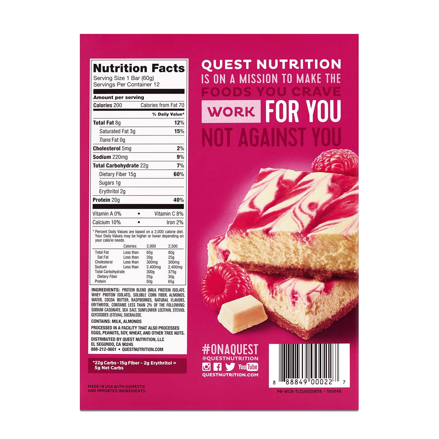 Quest® Quest Bar – White Chocolate Raspberry | GNC